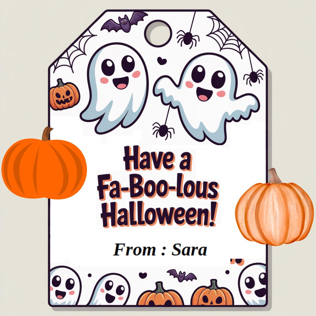 Editable Halloween Gift Tags – Funny Party Favors With Ghost, Pumpkins ...