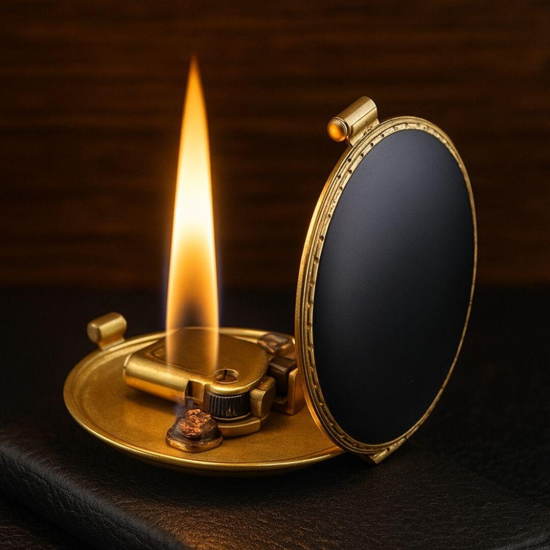 Brass 1935 Antique Lighter | Compact Circular Gasoline Lighter ...