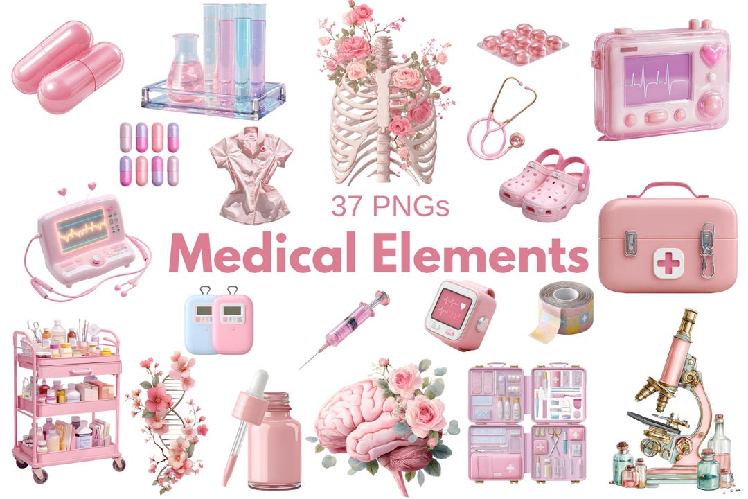 Pink Medical Clipart PNG | 37 Nurse Doctor Sublimation Graphics ...