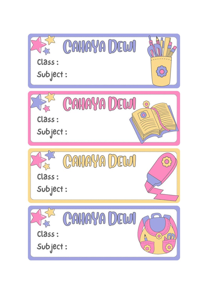 Printable School Supply Labels: Editable Name Tags for Kids - Etsy