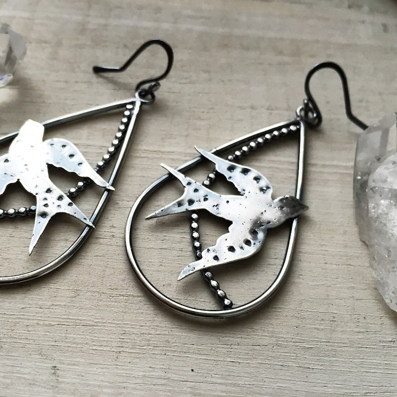 Blackbird Silver Earrings - Etsy