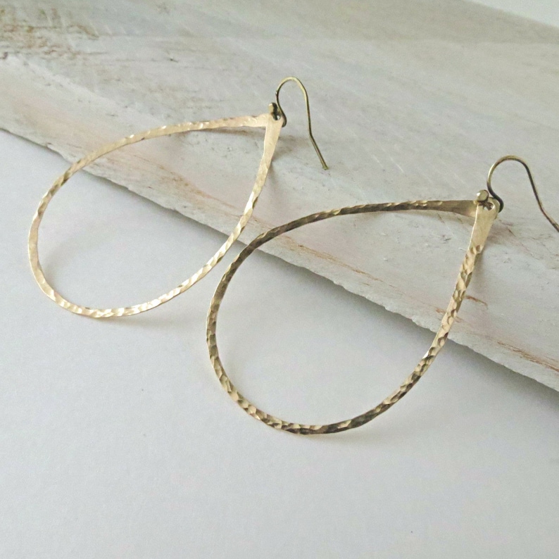 Handmade Brass Teardrop Dangle Earrings, Lightweight Summer Jewelry - Etsy