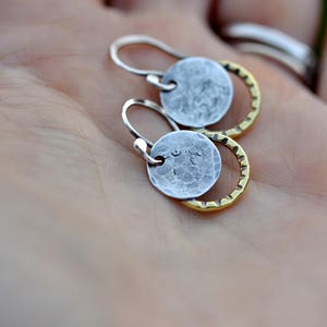 Handmade Sterling Silver Earrings, Small Sterling Dangle Earrings, Gift for Her, Moon Earrings ...