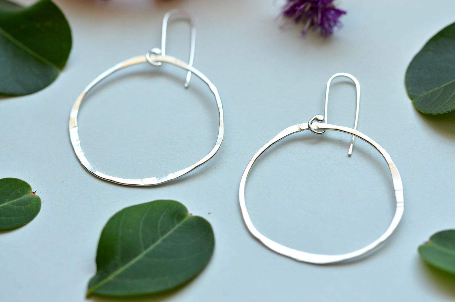 Boho Silver Hoops, Everyday Earrings, Dangle Earrings, Silver Earrings ...