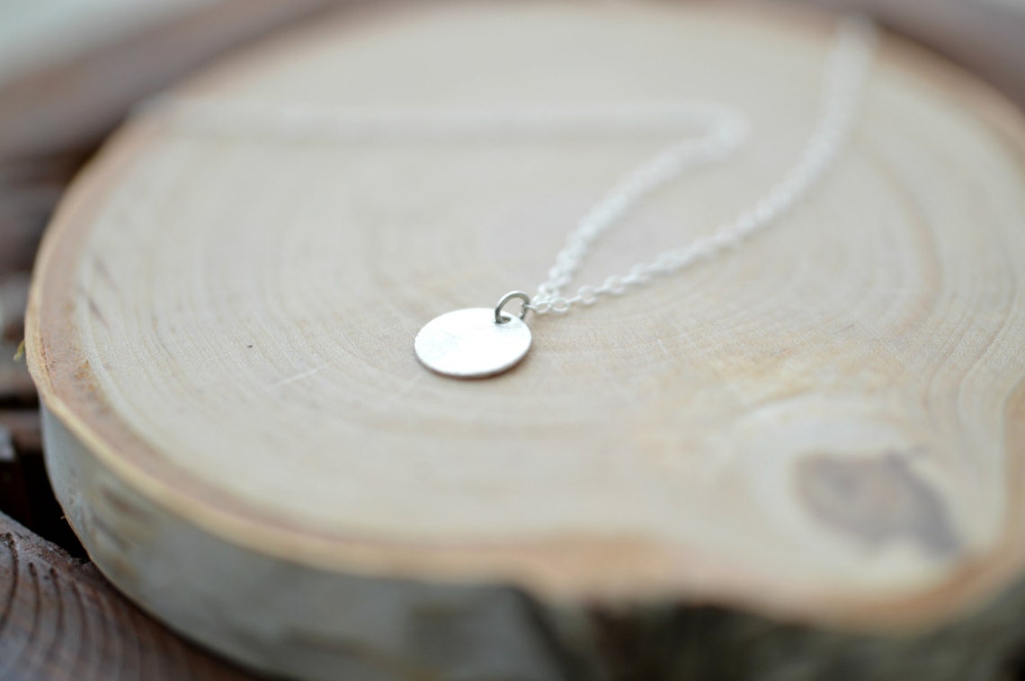Small Silver Disc Necklace, Silver Necklace, Petite Silver Charm ...