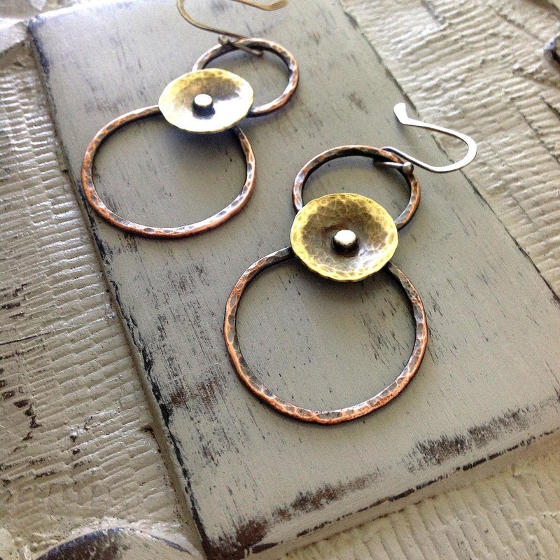 Mixed Metal Earrings - Etsy