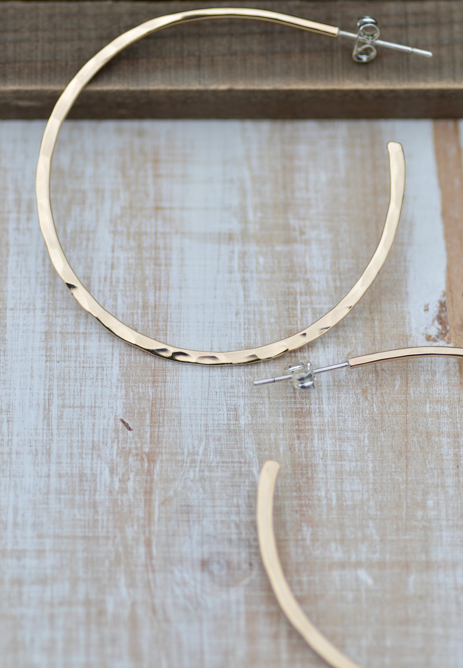 Large Hammered Gold Hoop Earrings / 2 Inch Hoops / 14k Gold | Etsy