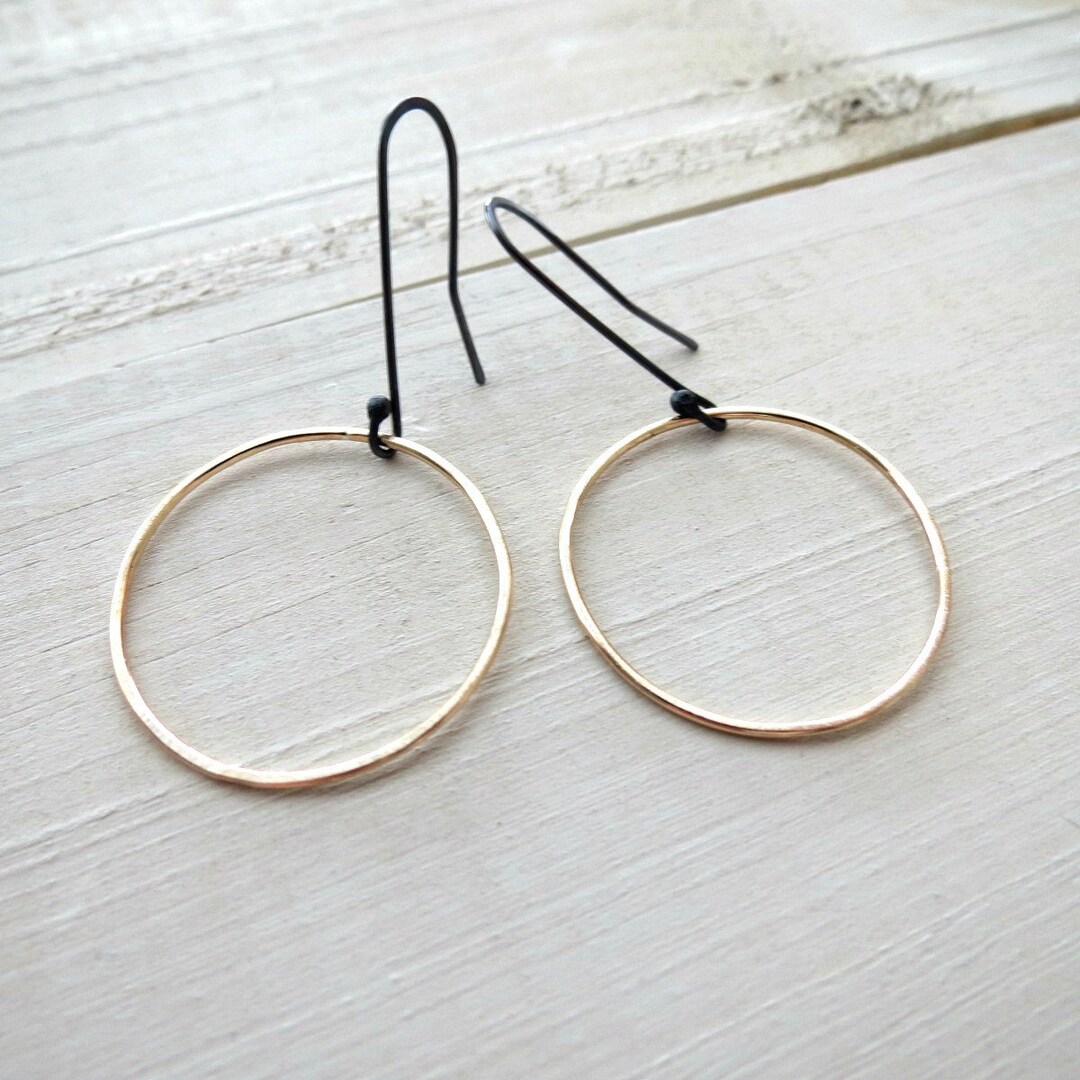 Modern Gold Hoop Earrings / Gold Jewelry / Minimalist Style / - Etsy