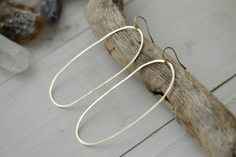 Oval Brass Hoops Modern Hoop Earrings Brass Jewelry | Etsy