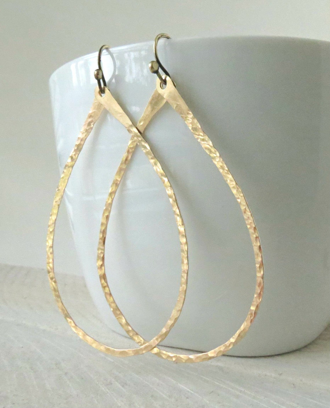 Handmade Brass Teardrop Dangle Earrings, Lightweight Summer Jewelry - Etsy