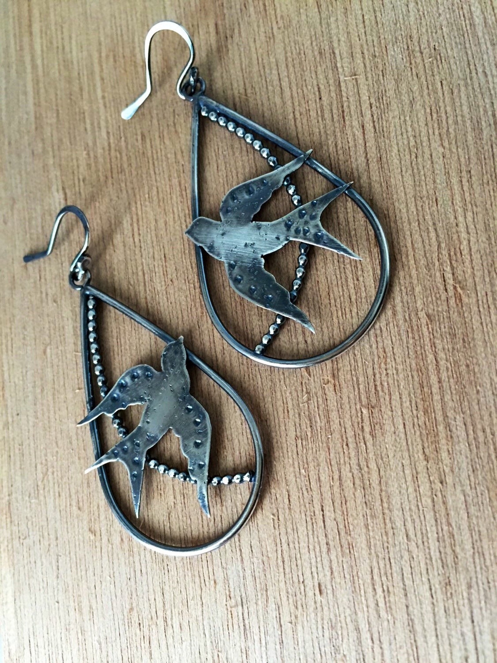Sparrow Sterling Silver Earrings, Bird Earrings, Dangle Silver Earrings ...