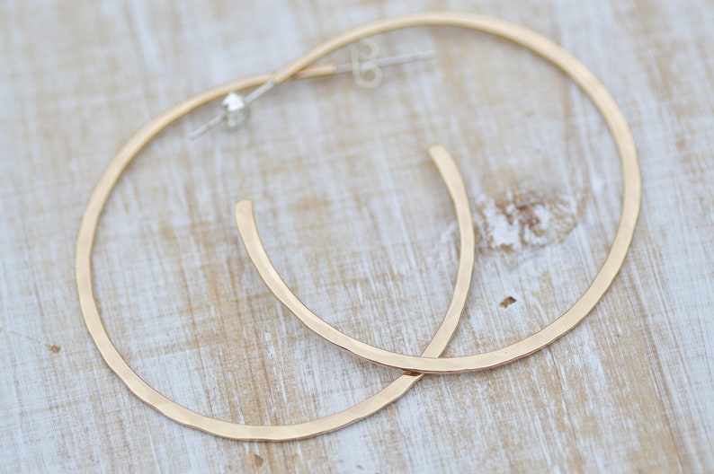 Large Hammered Gold Hoop Earrings / 2 Inch Hoops / 14k Gold | Etsy