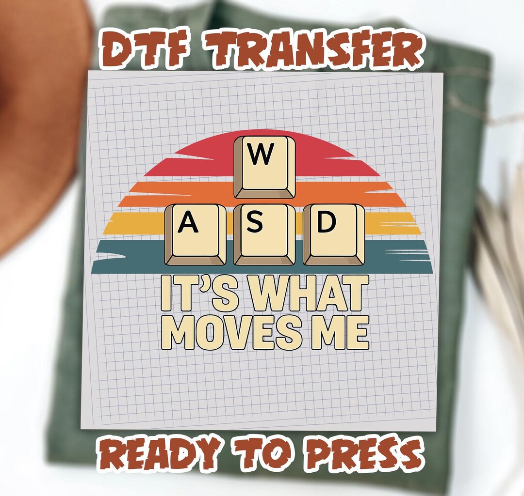 Retro WASD Gaming Keys Funny PC Gamer Design Dtf Gang Sheet - Etsy