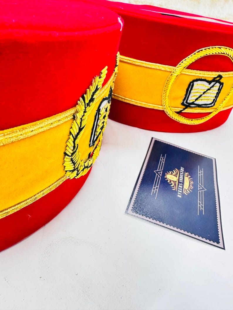 Red & Gold Heroines of Jericho (HOJ) Crown | Masonic Regalia Hat With ...