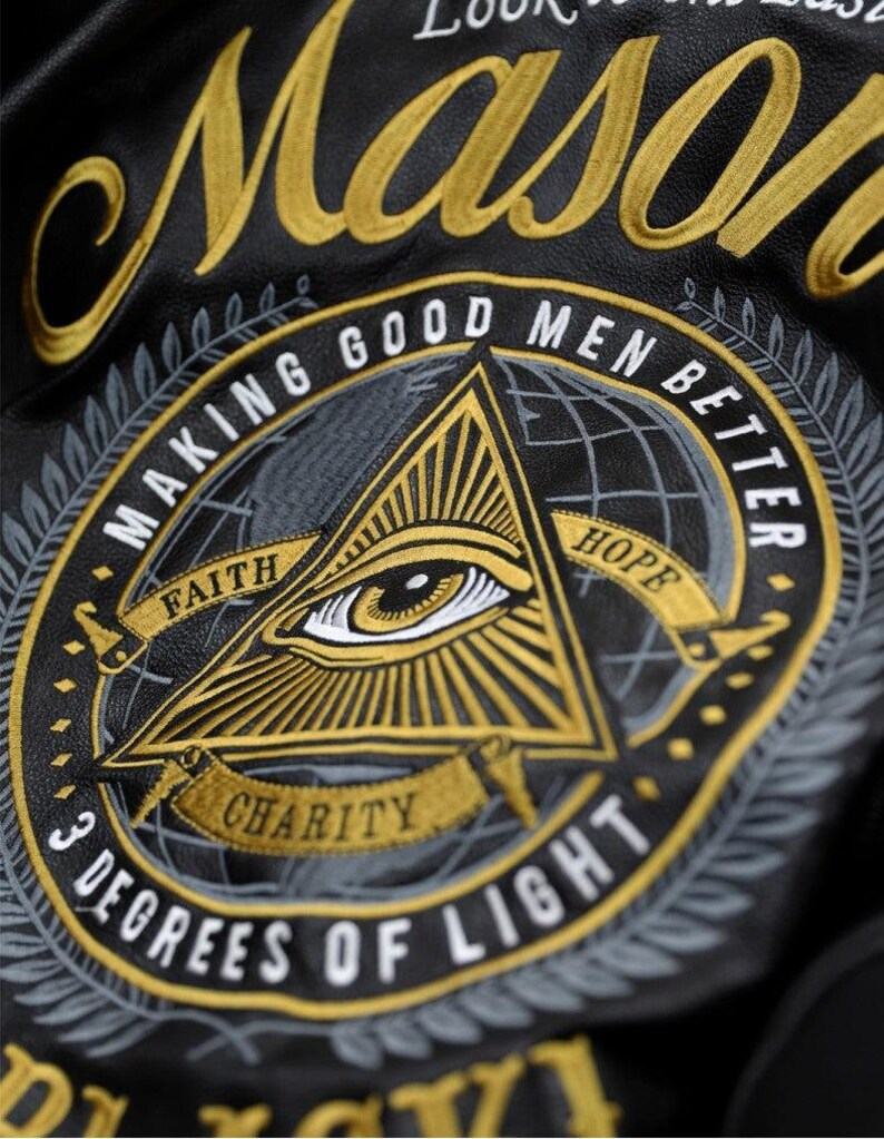 Limited Edition Masonic Faux Leather Bomber Jacket – Handmade, Gold ...