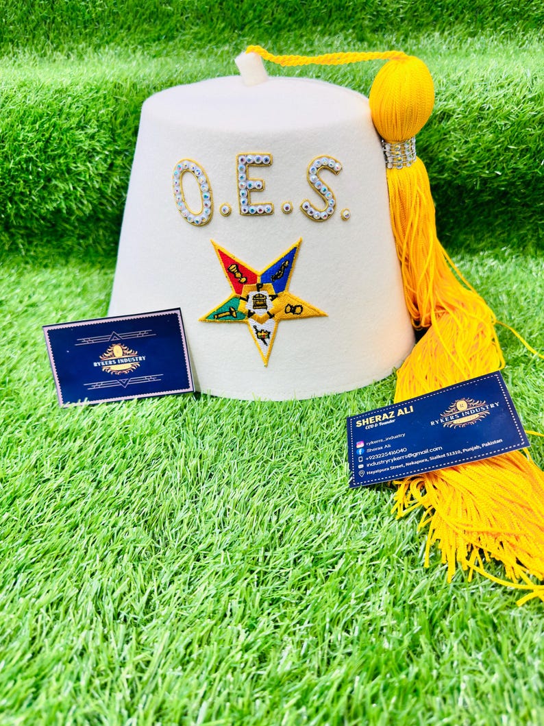 OES Fez Hat With Yellow Tassel | Order of the Eastern Star Masonic Fez ...