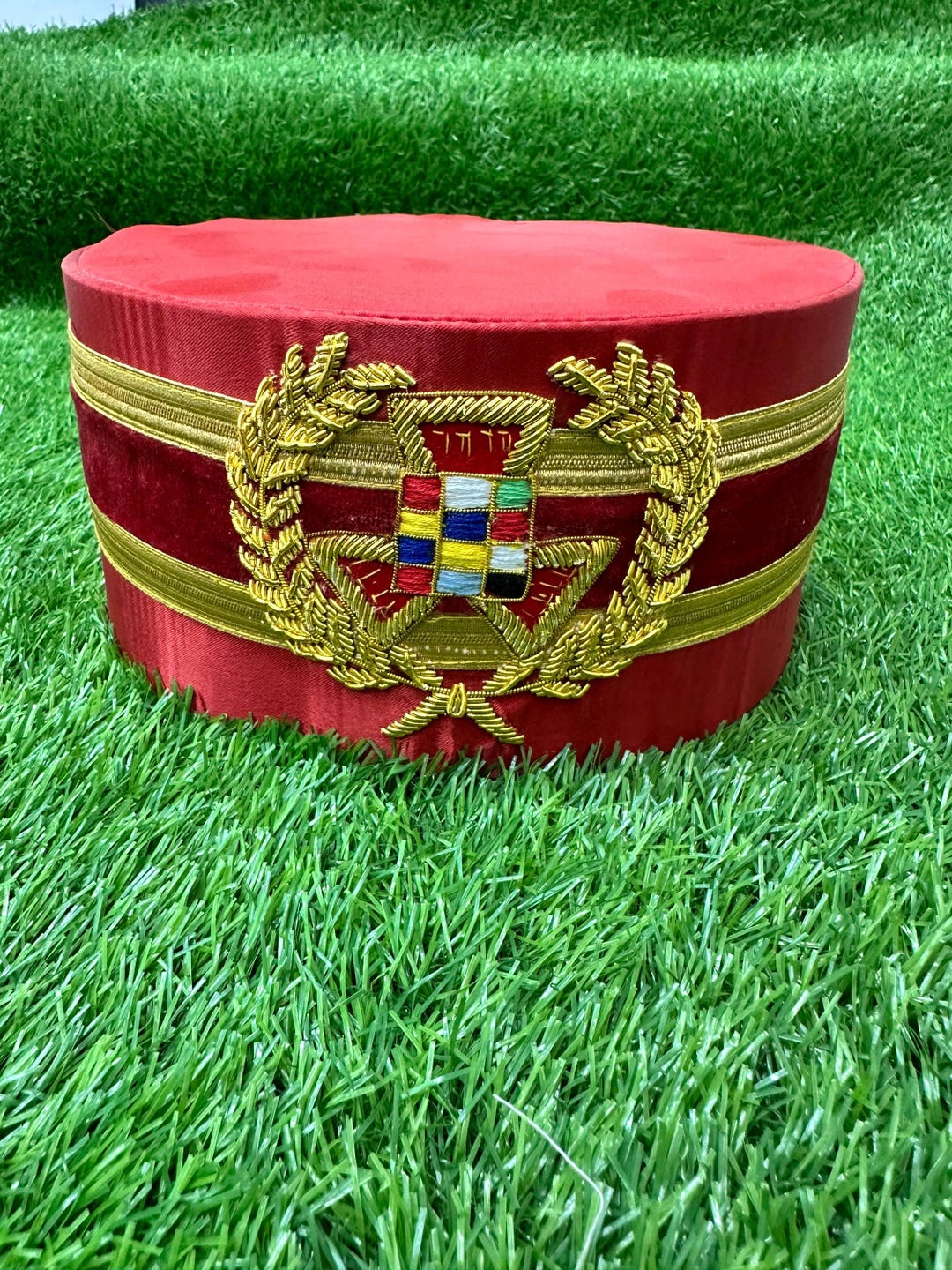 Royal Arch Masonic Cap – Red Velvet Hand Embroidered Bullion Gold ...