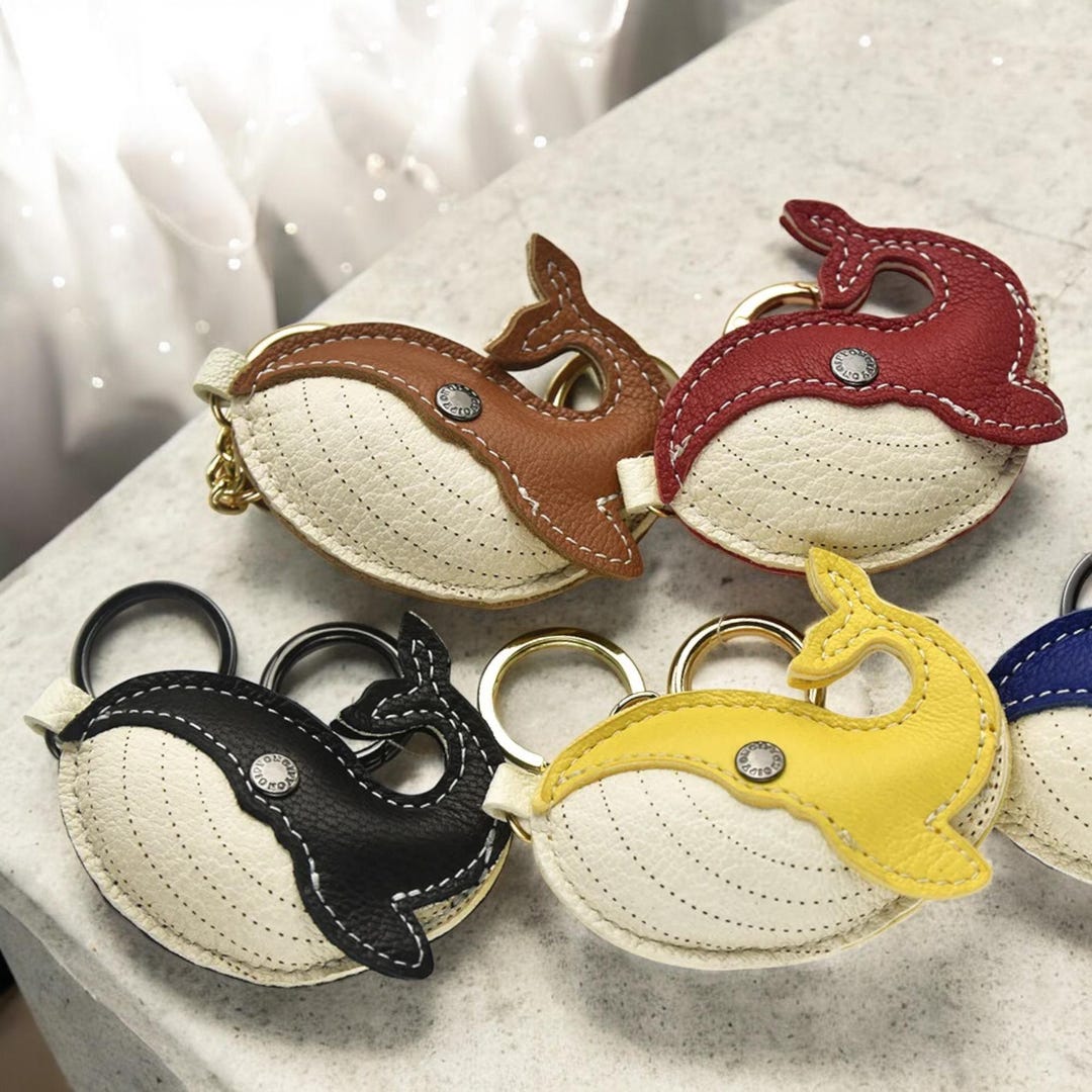 Whale Leather Keychain : Ocean-inspired Bag Charm - Etsy