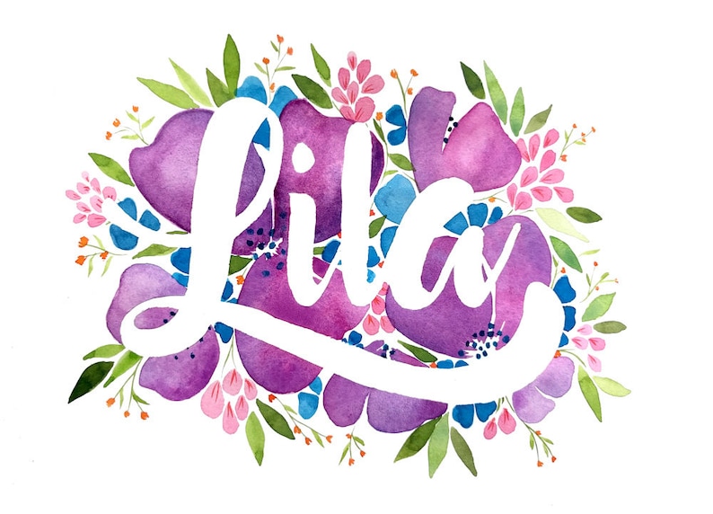 Custom Name or Word, Watercolor Painting, Nursery Art, Baby Shower Gift ...