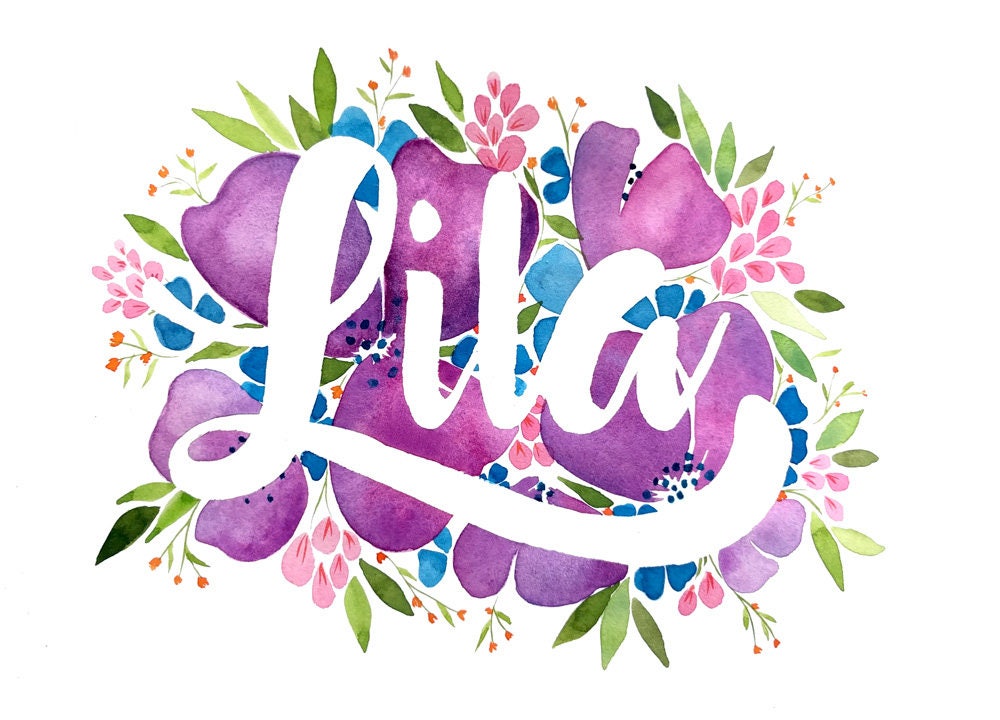 Custom Name or Word, Watercolor Painting, Nursery Art, Baby Shower Gift ...