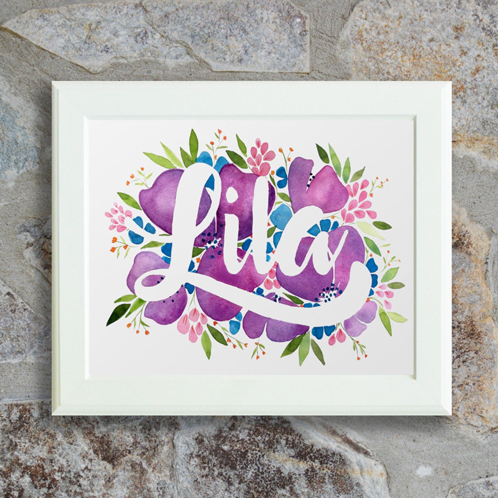 Custom Name or Word, Watercolor Painting, Nursery Art, Baby Shower Gift ...
