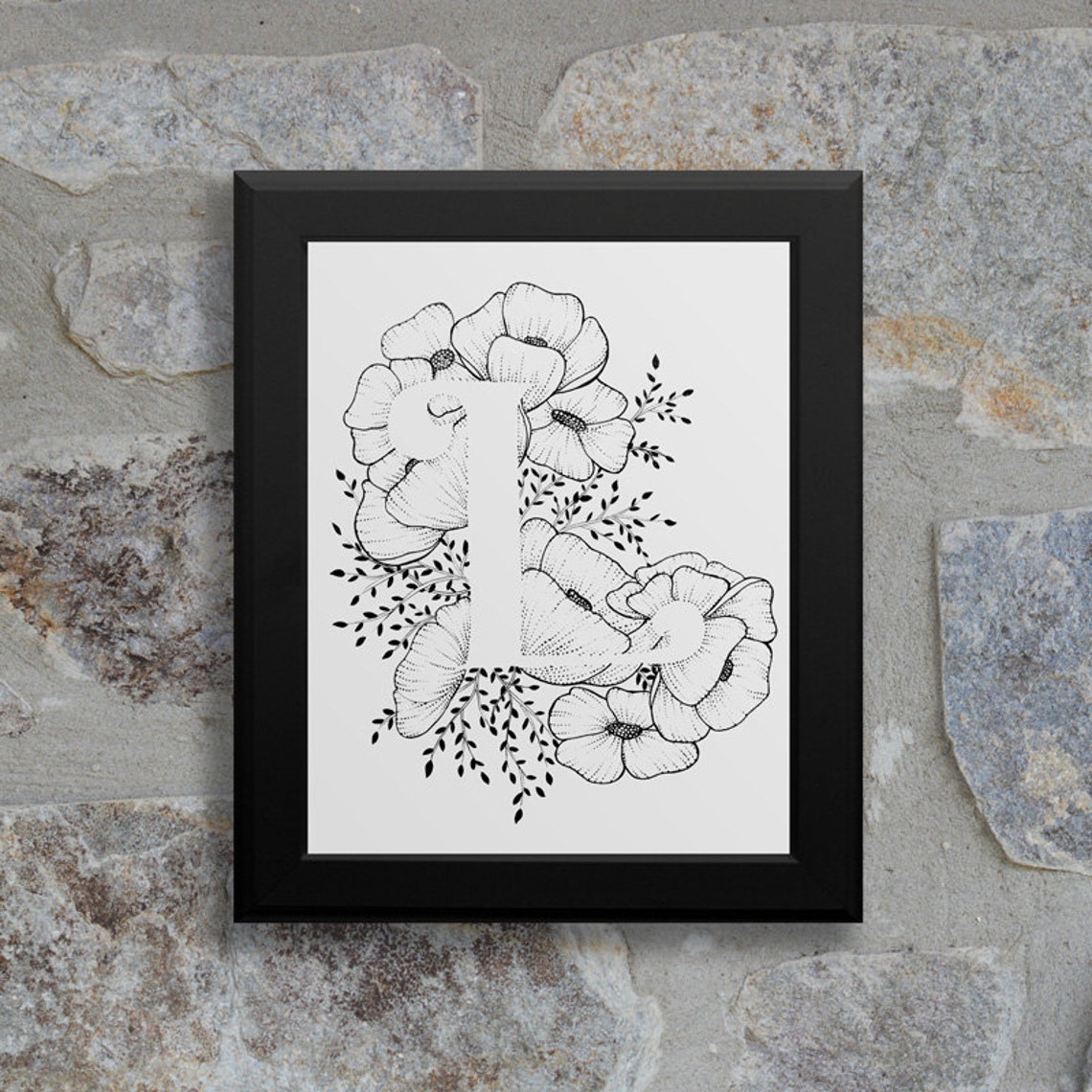 Letter L Print - Alphabet, Calligraphy, Typography, Monogram, Flowers ...