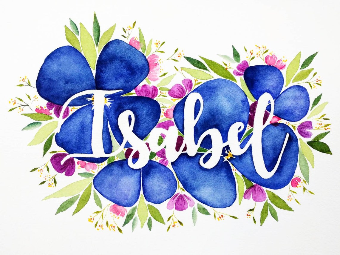 Custom Name or Word, Watercolor Painting, Nursery Art, Baby Shower Gift ...