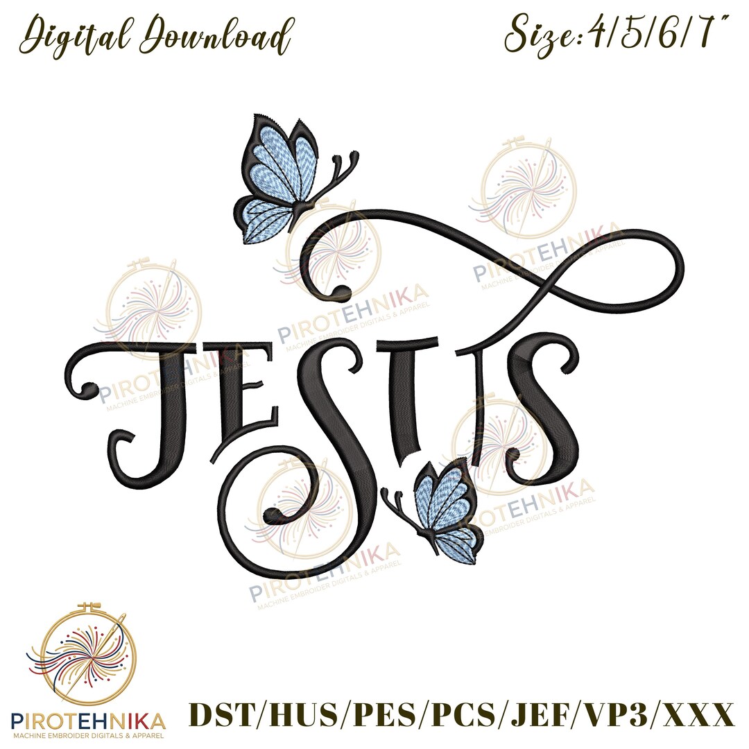 Jesus Butterfly Embroidery Design | Christian Scripture (digital ...