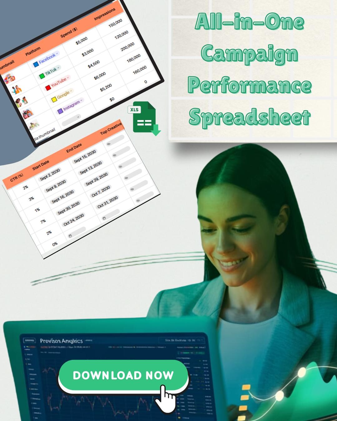 All-in-one Campaign Performance Spreadsheet Template – Excel and Google ...