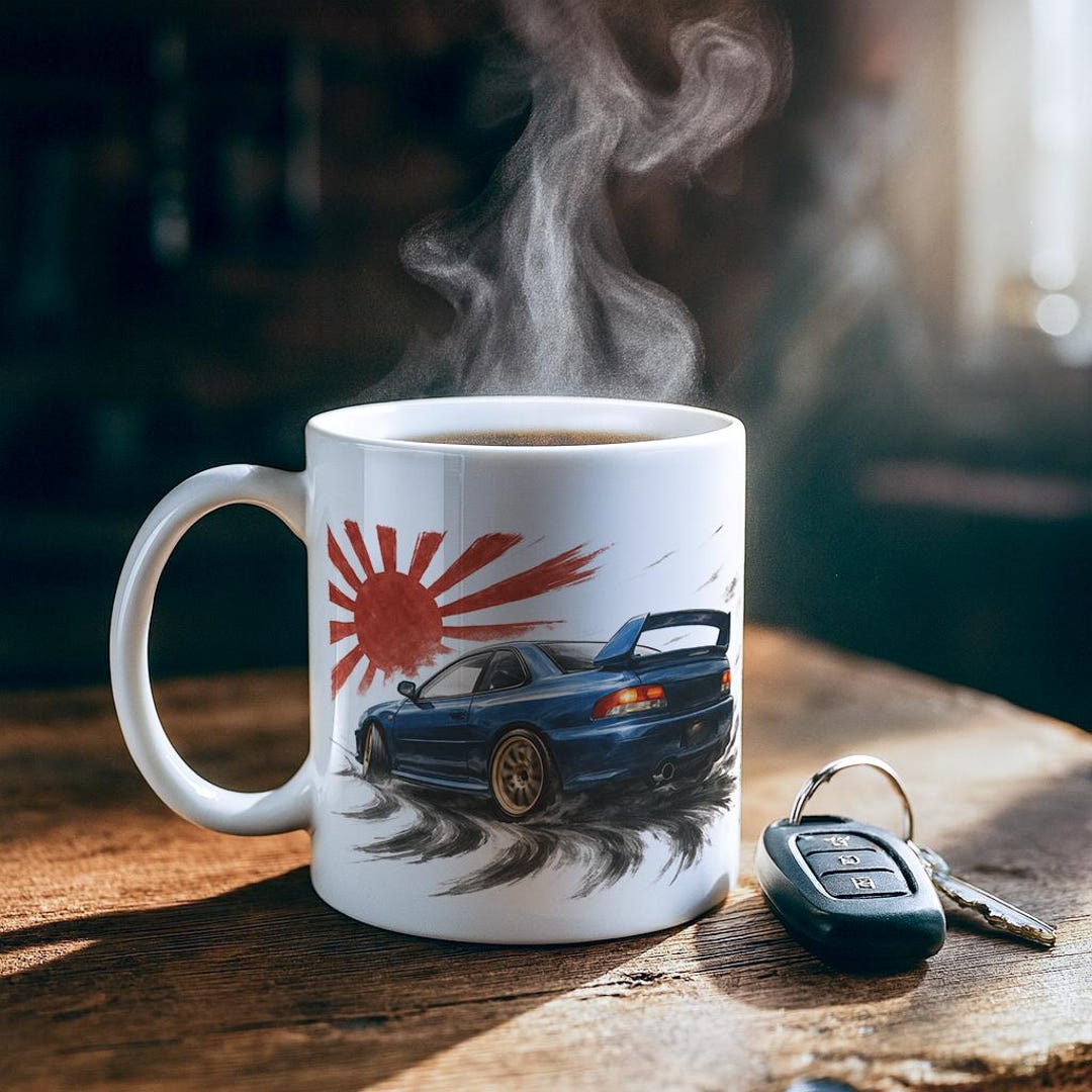 Subaru Impreza Sti B22 JDM Mug – Japanese Sumi-e Car Art • Unique Front ...
