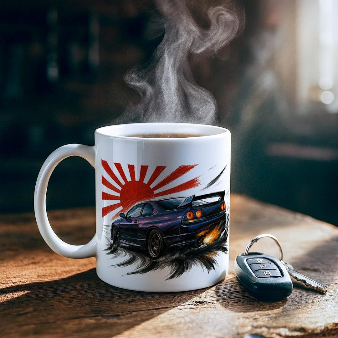 Nissan Skyline GT-R R33 JDM Mug – Japanese Sumi-e Car Art • Unique ...