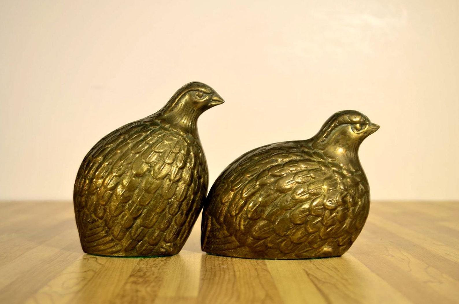 Pair of Solid Brass Figurine Quail Paperweight Brown Swamp - Etsy