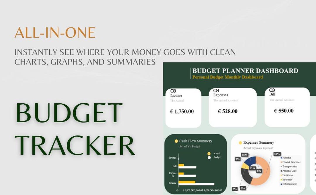 Budget Planner Excel: Expense Tracker Template - Etsy