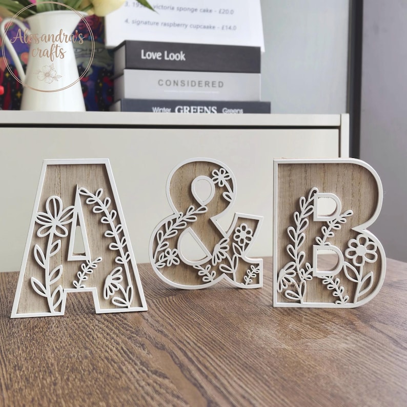 Wooden Letters Home Decor 4.9" Carved Alphabet Decorative Letters for ...