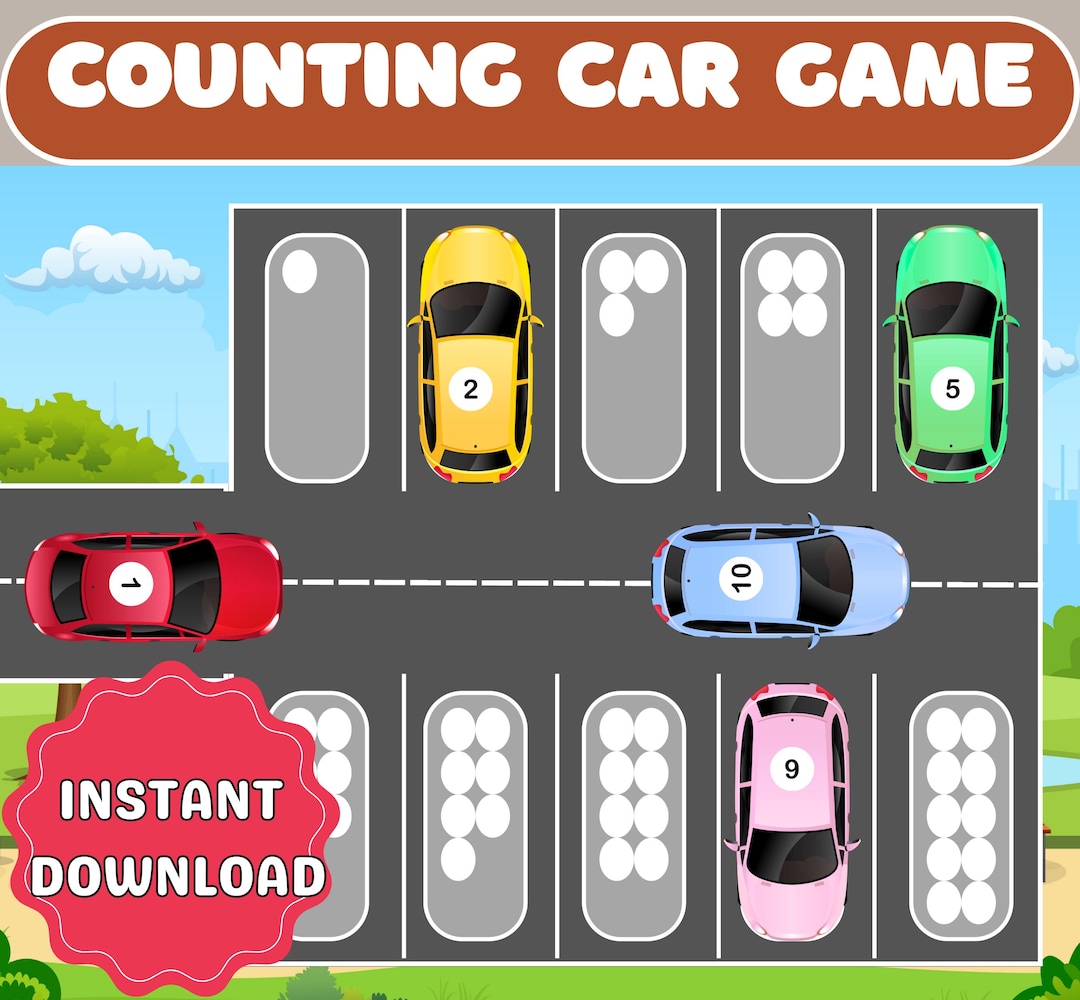 Car Number Matching Game Printable | Counting Activity for Kids | Learn ...