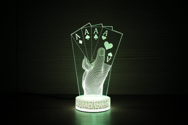 Strong Poker Hand Poker Player Gift 3D Night Lamp 3D Night Light ...