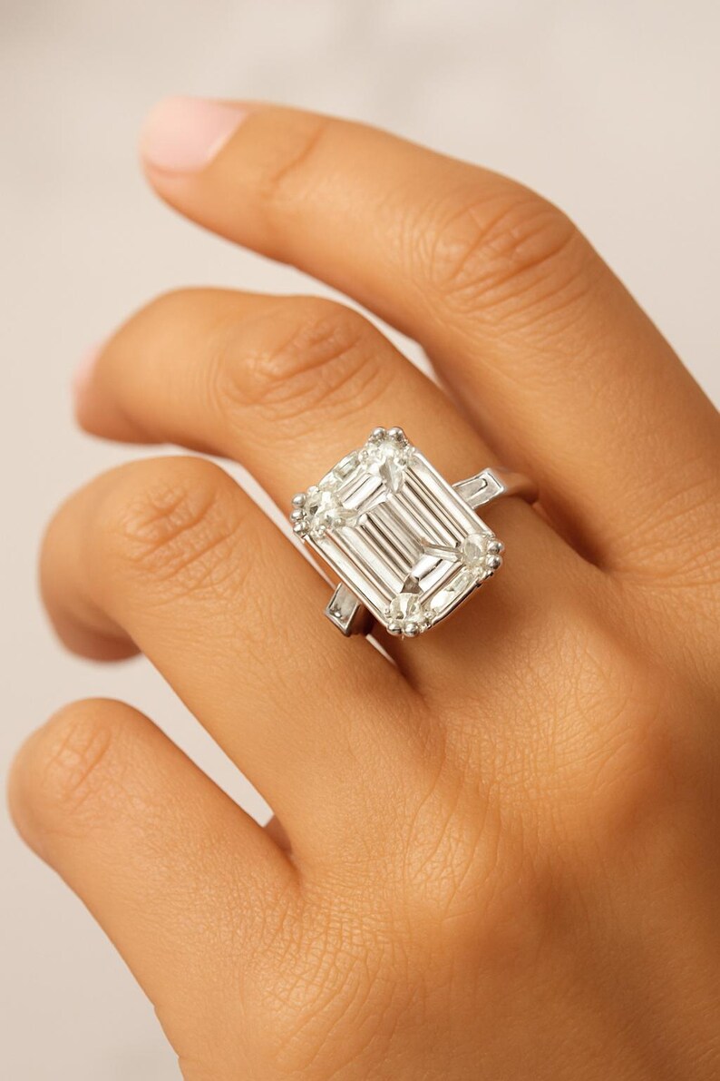 21.99 Ct Emerald Cut Diamond Engagement Ring - GIA Certified Platinum ...