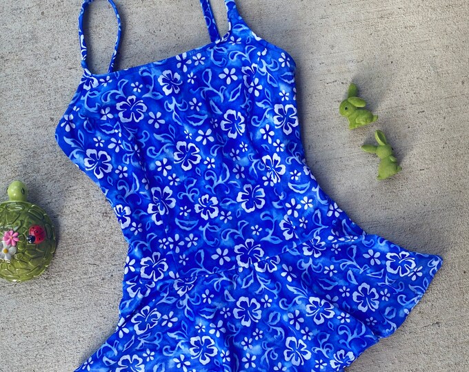80s One Piece Swimsuit / Vintage Red Bathing Suit / Hawaiian Hibiscus ...