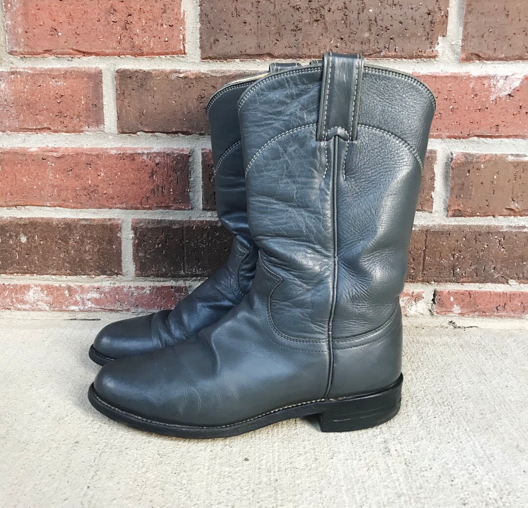 Vintage 80er GRAU Grunge ROPER BOOTS 6/6.5 grau Leder Damen Cowboy ...