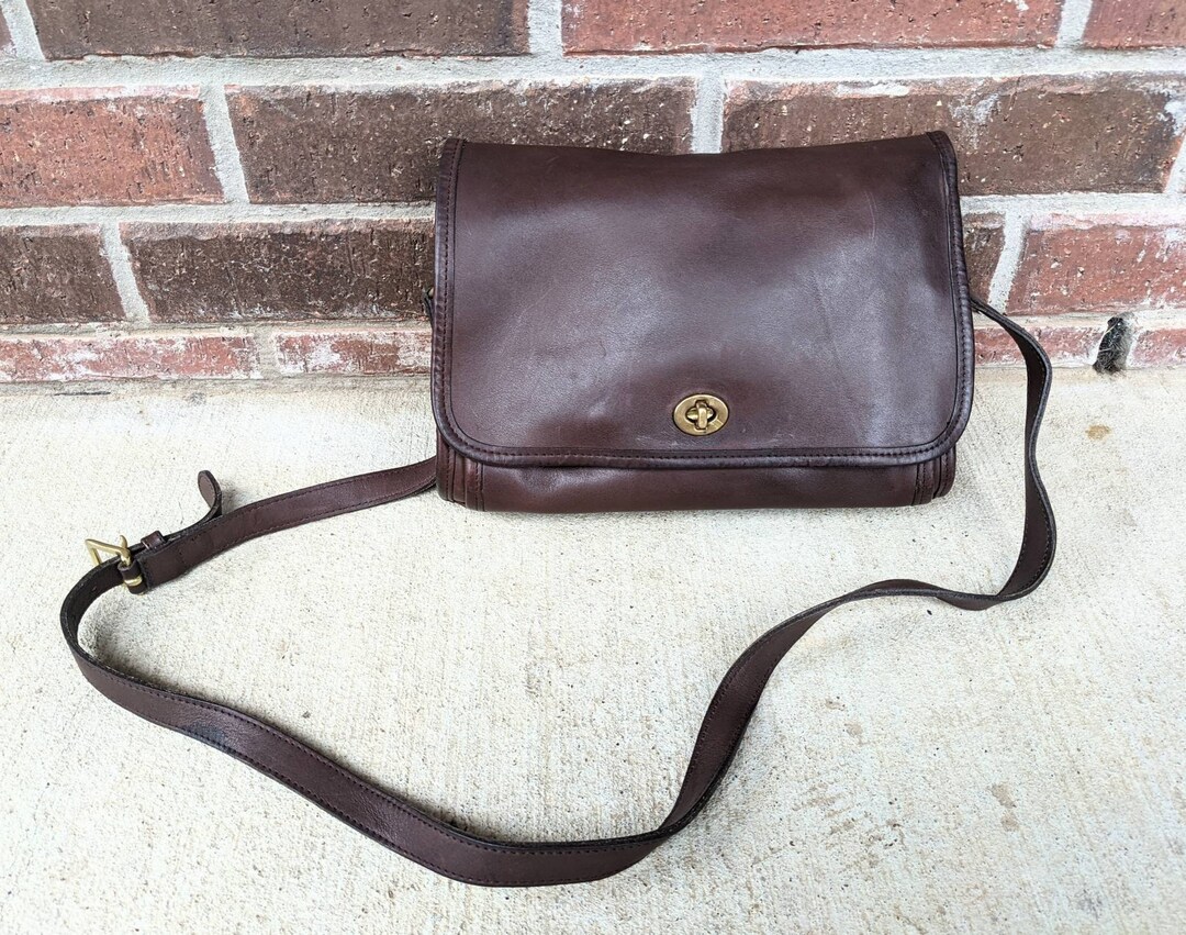 Vintage 1999 Brown COACH CROSSBODY BAG Shoulder Bag #9812 Small Penny ...