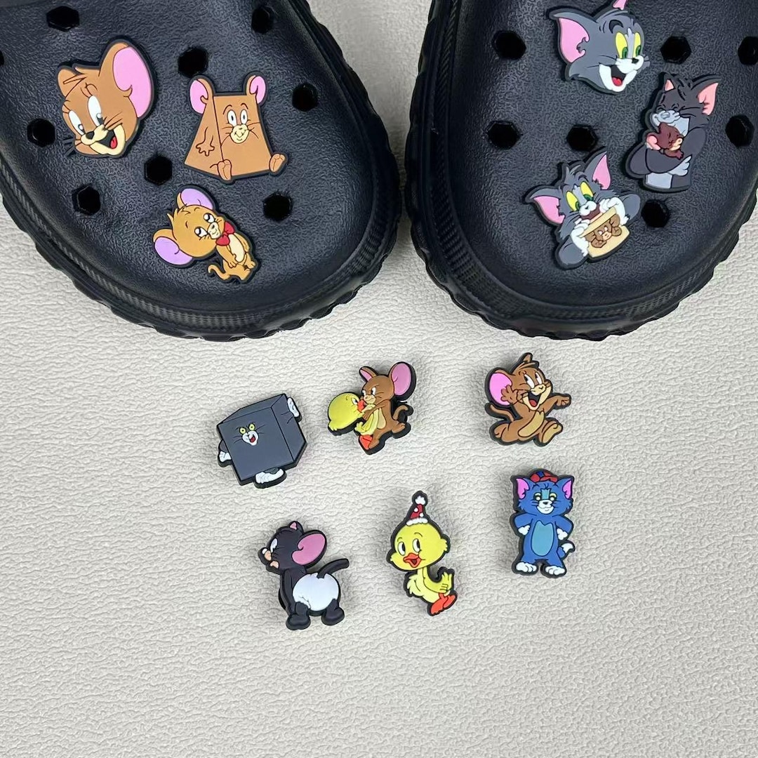 Cute Cartoon Cat and Mouse Croc Charms Set, Funny Shoe Charms for Clogs ...