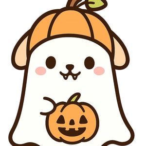 Cute Halloween Clipart Pack | Adorable Ghost, Black Cat, Pumpkin House ...