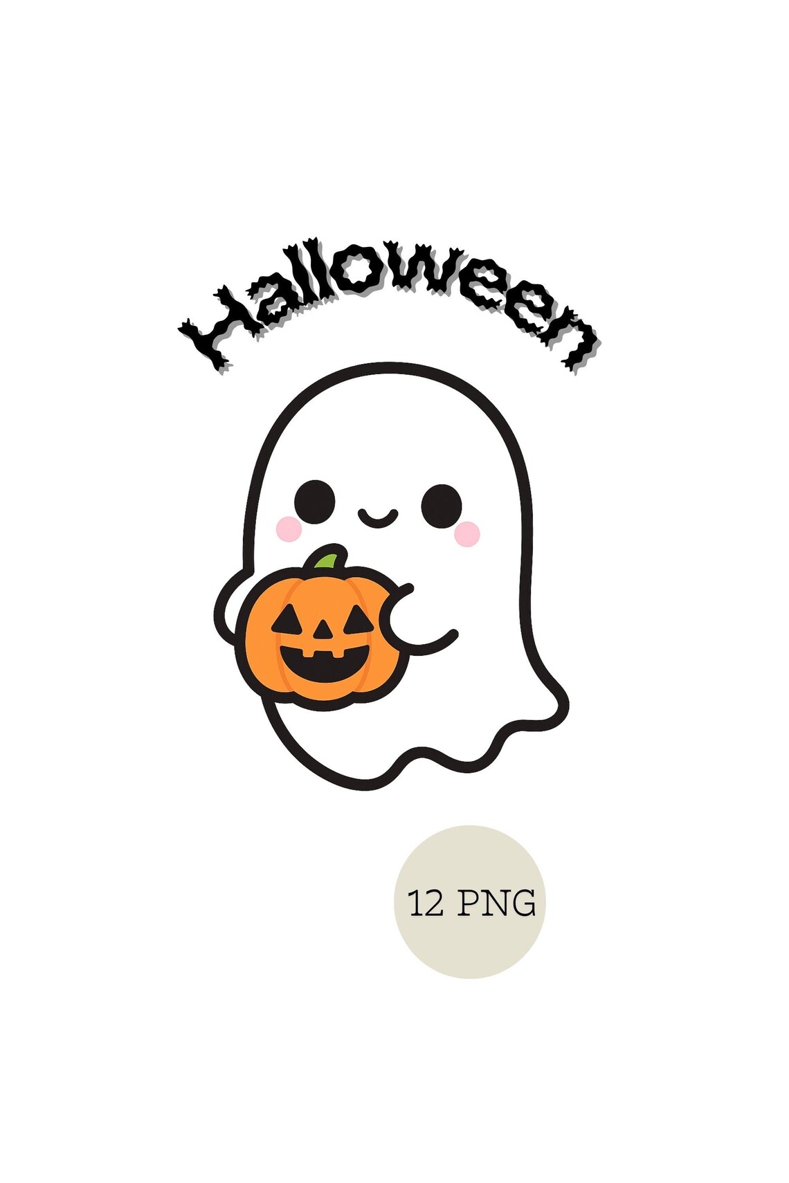 Cute Halloween Clipart Pack | Adorable Ghost, Black Cat, Pumpkin House ...