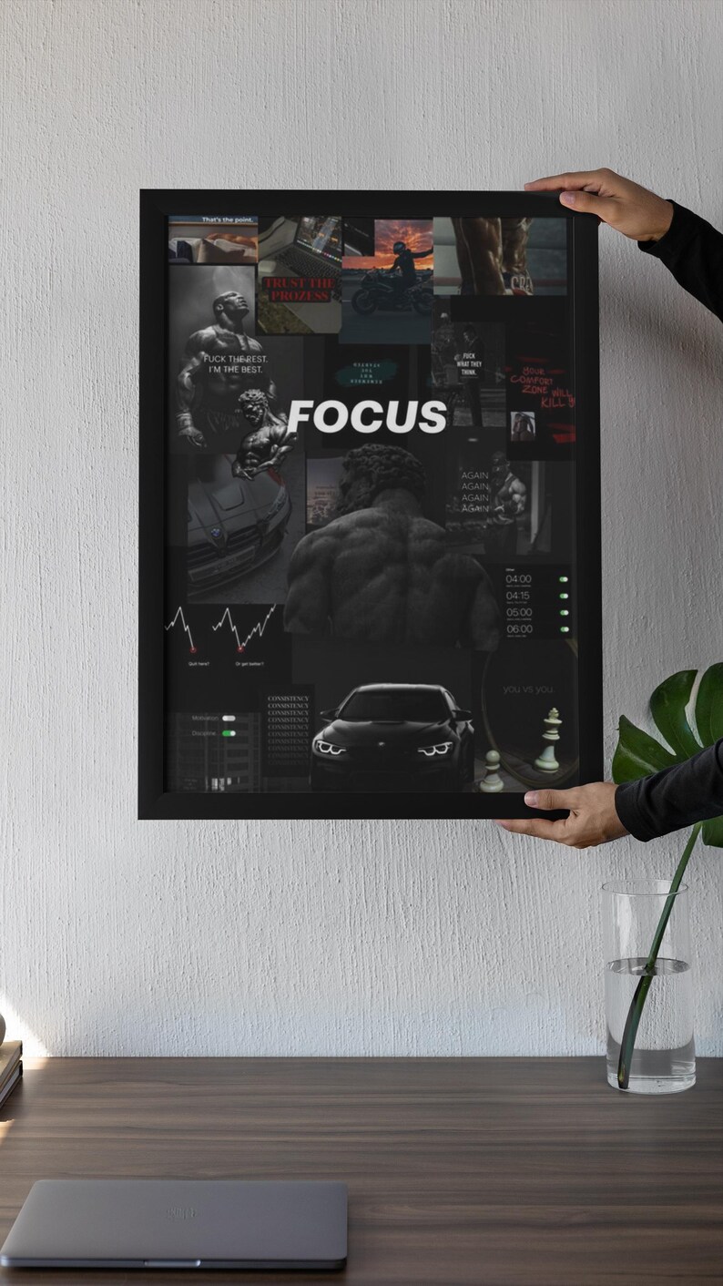 Focus Motivation Poster | Digital Download Wall Art | Printable Quote ...