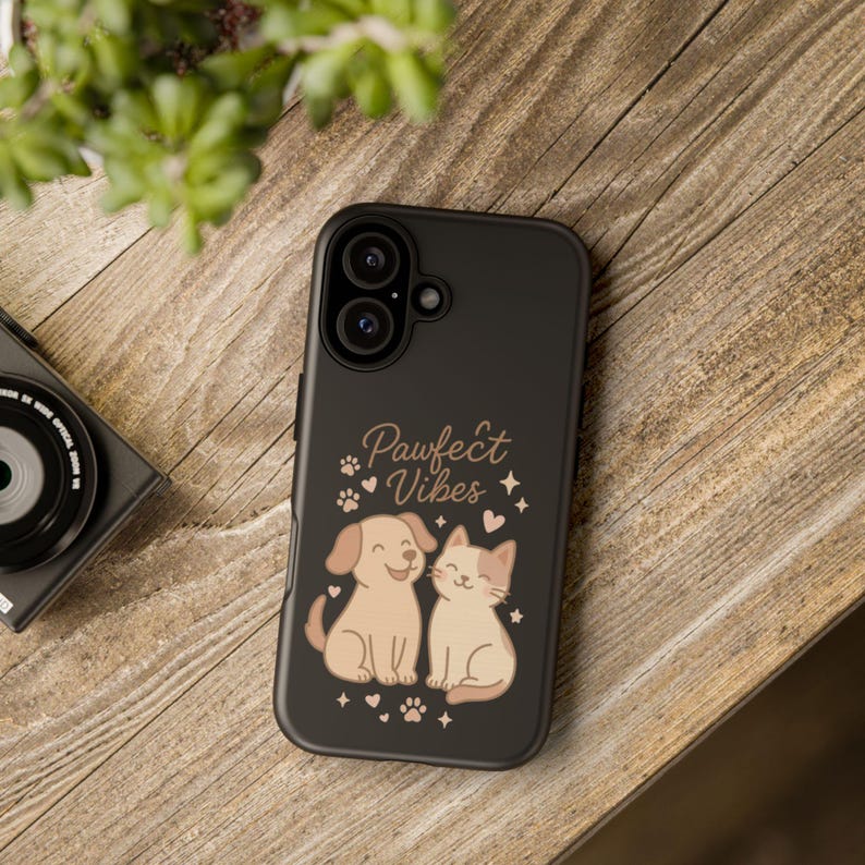 Cute Pet Phone Case, Pawfect Vibes Design, Dog Cat Lover Gift, Animal ...