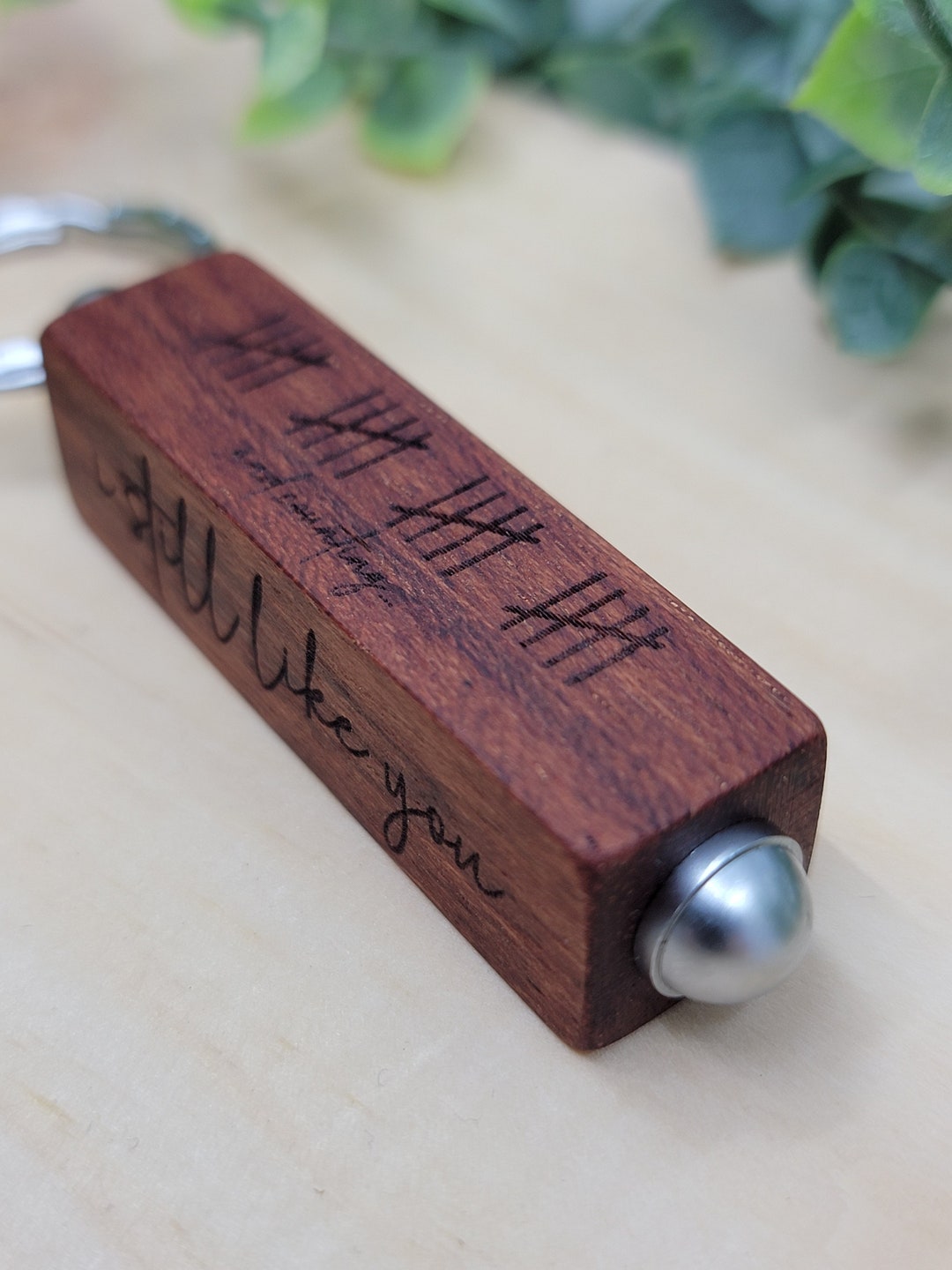 Engraved Rosewood Keychain Tally Marks Keychain Actual Handwriting ...