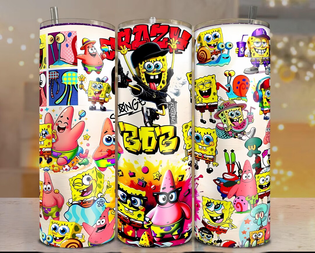 Spongebob Tumbler Wrap: Funny Cartoon Seamless Design (digital Download ...