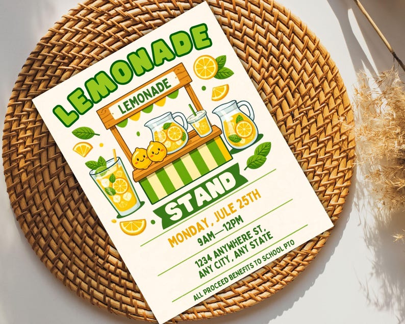 Editable Lemonade Stand Flyer Template, Printable Sign (canva) - Etsy