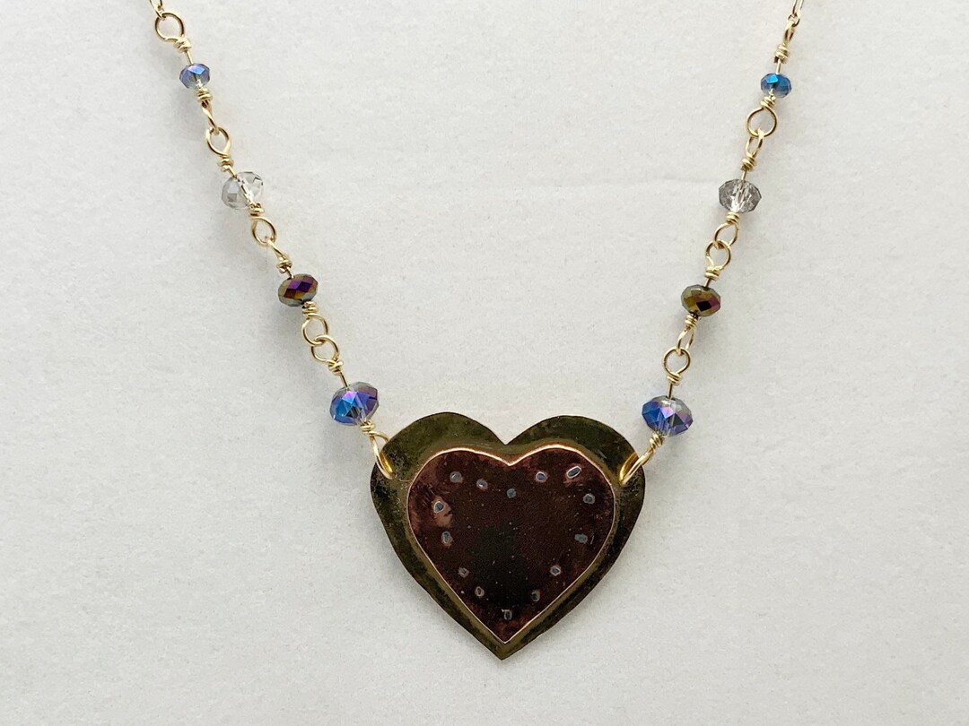 Tin Man Copper and Brass Riveted Heart Necklace (MX-12001-003) - Etsy