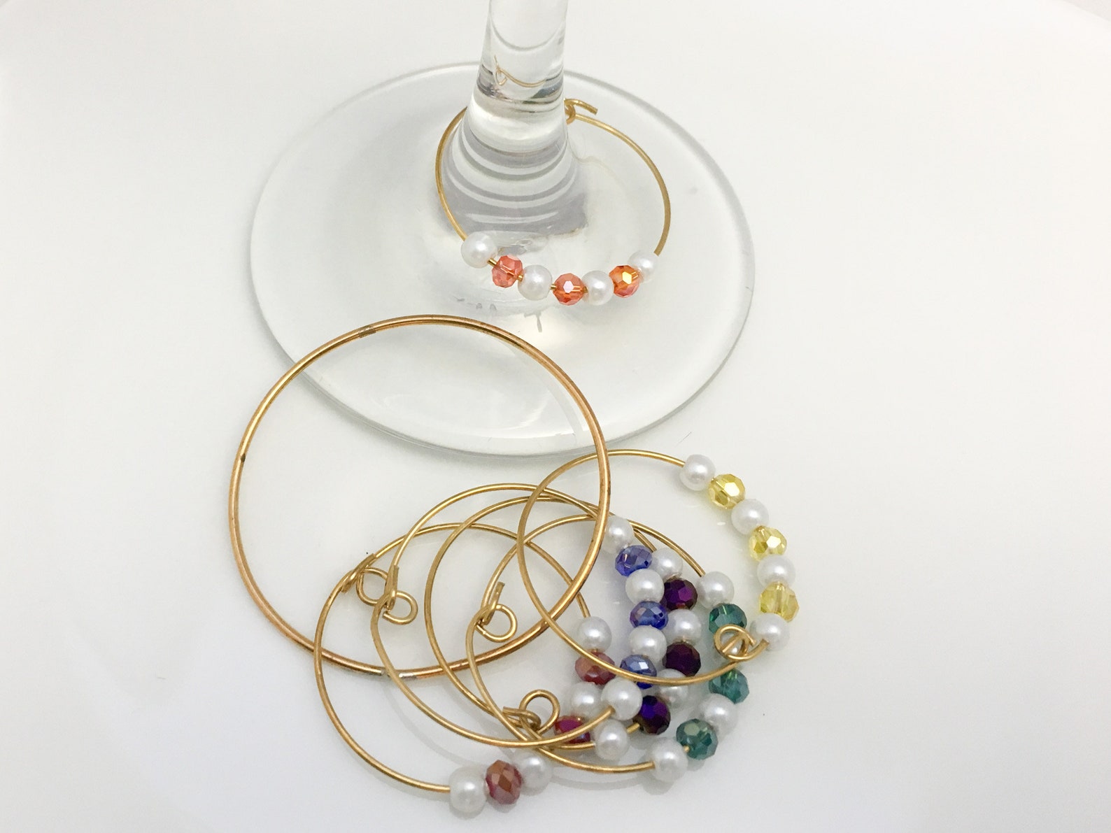 Beaded Wine Glass Stem Charms Set of 6 MX-13007-012 - Etsy